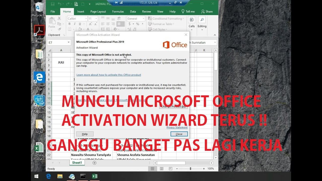 Cara mengatasi Microsoft Office Error Lisensinya, Error KMS. Activation Wizard muncul terus ...