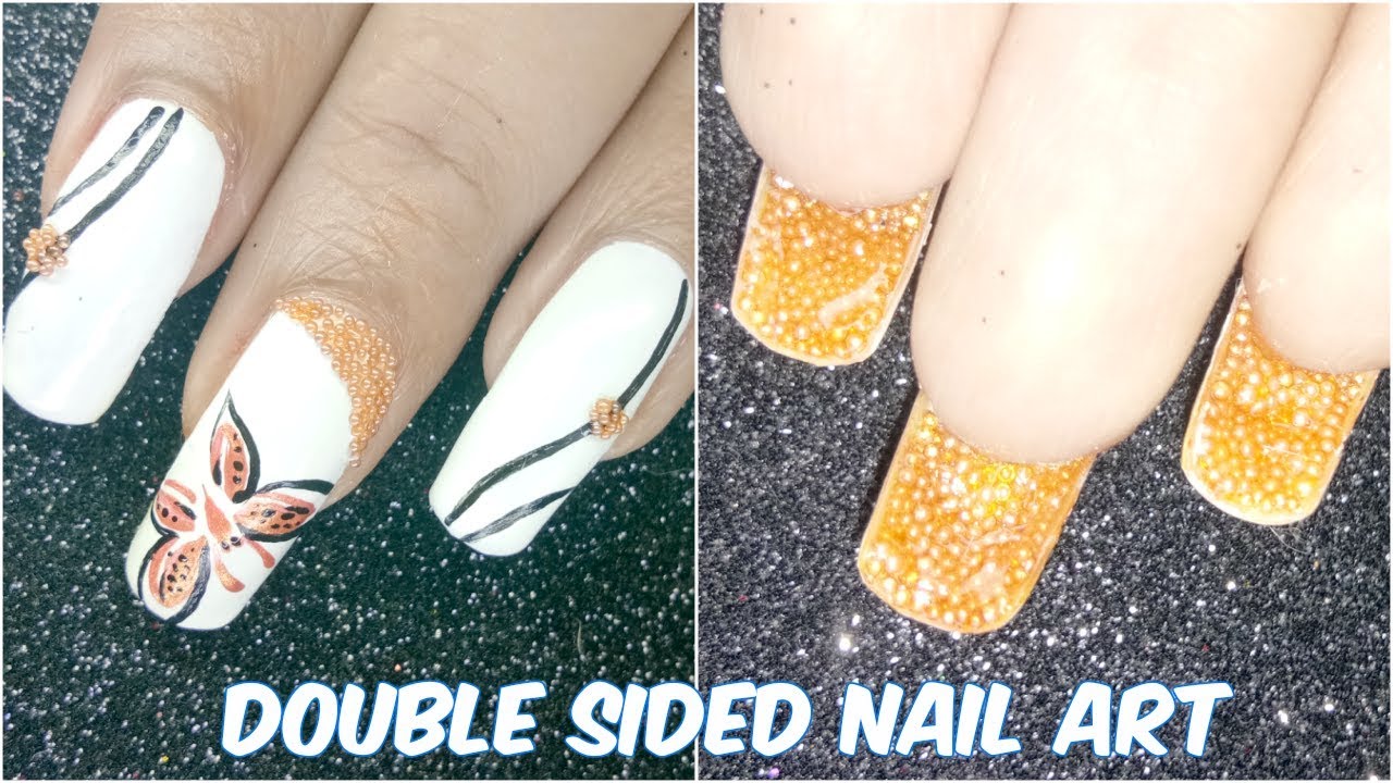 Double Sided Nail Art using Beads and Nail Polish 2018 - YouTube