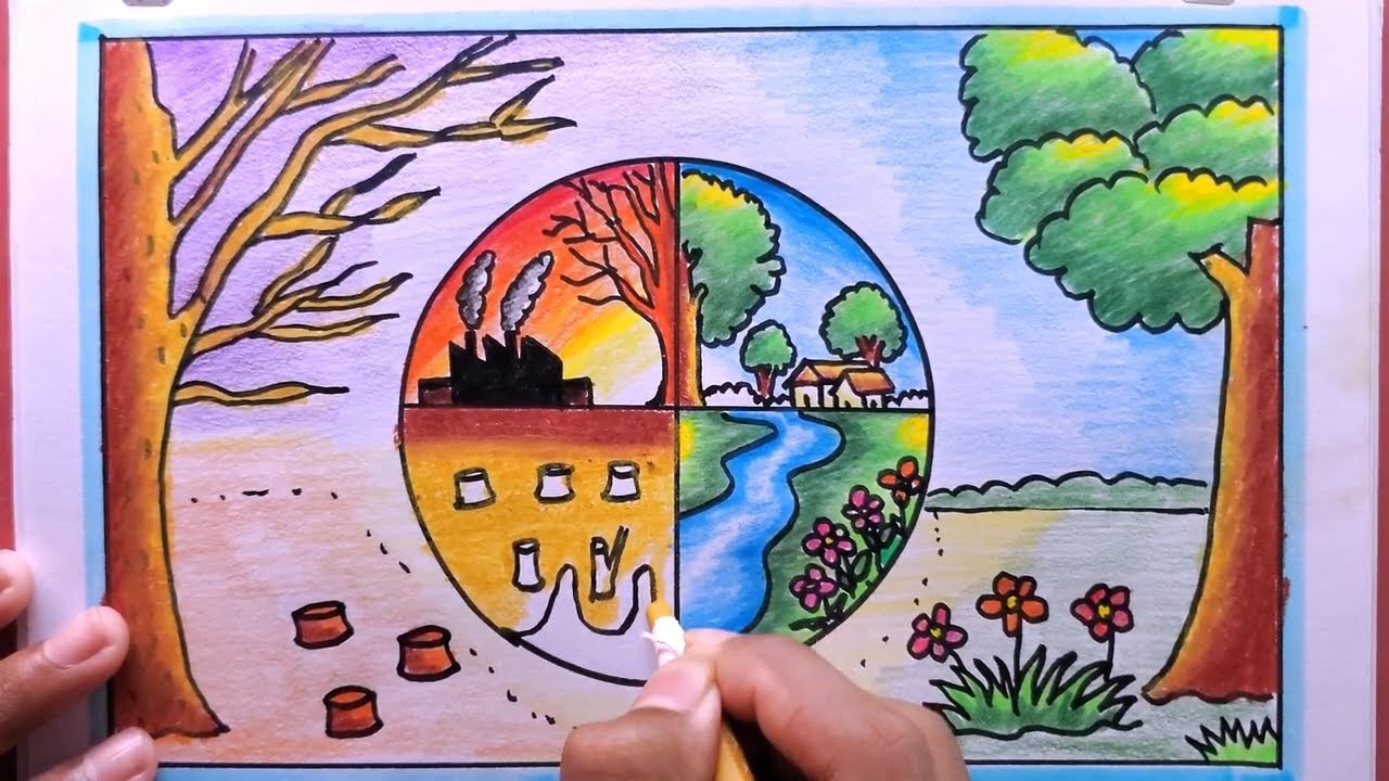 how to draw world environment day/world environment day drawing/save ...