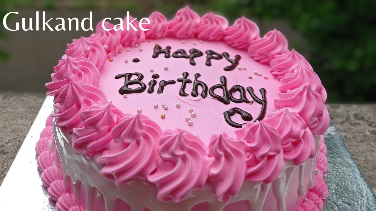 Making of gulkand cake with white drips... ️| Darshu's cakes ...