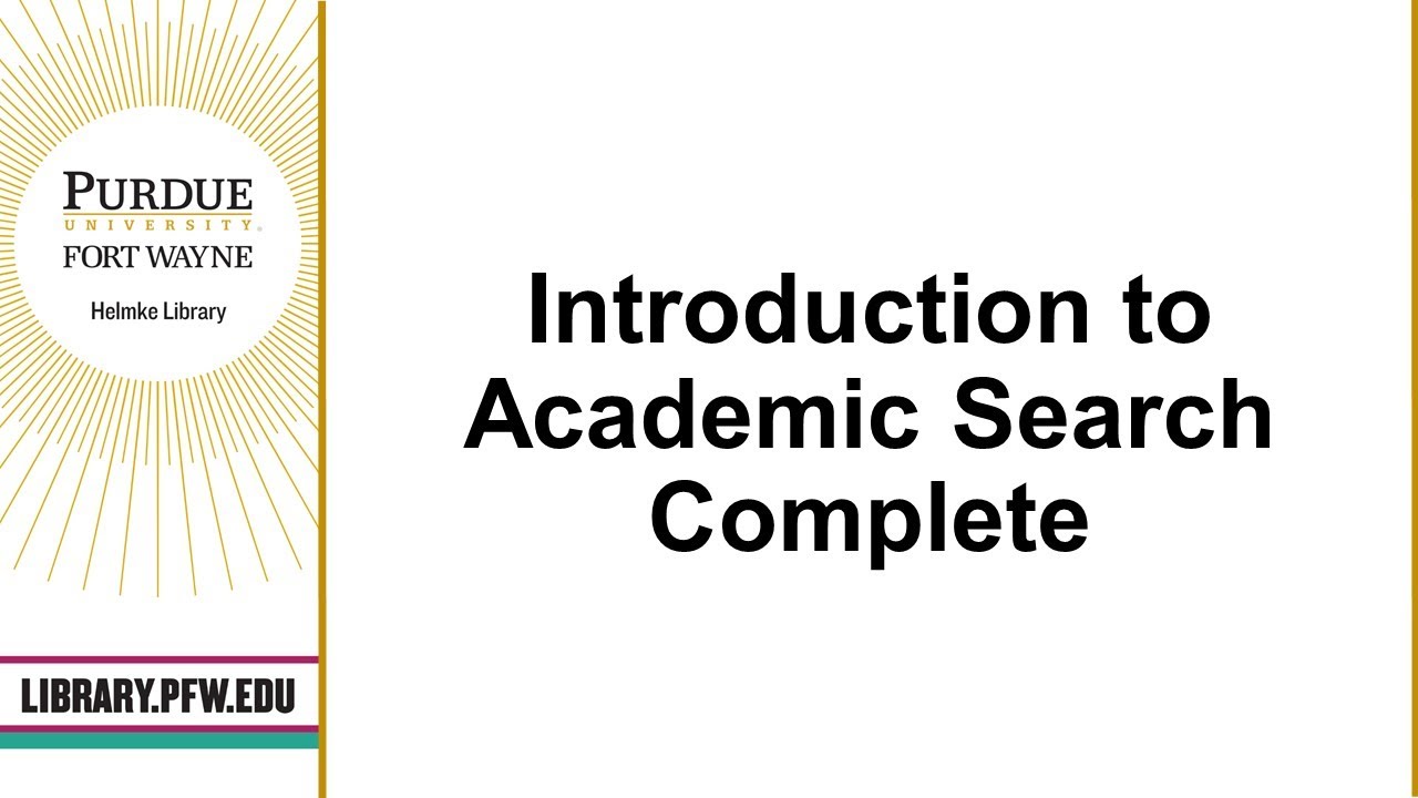 Introduction to Academic Search Complete - YouTube