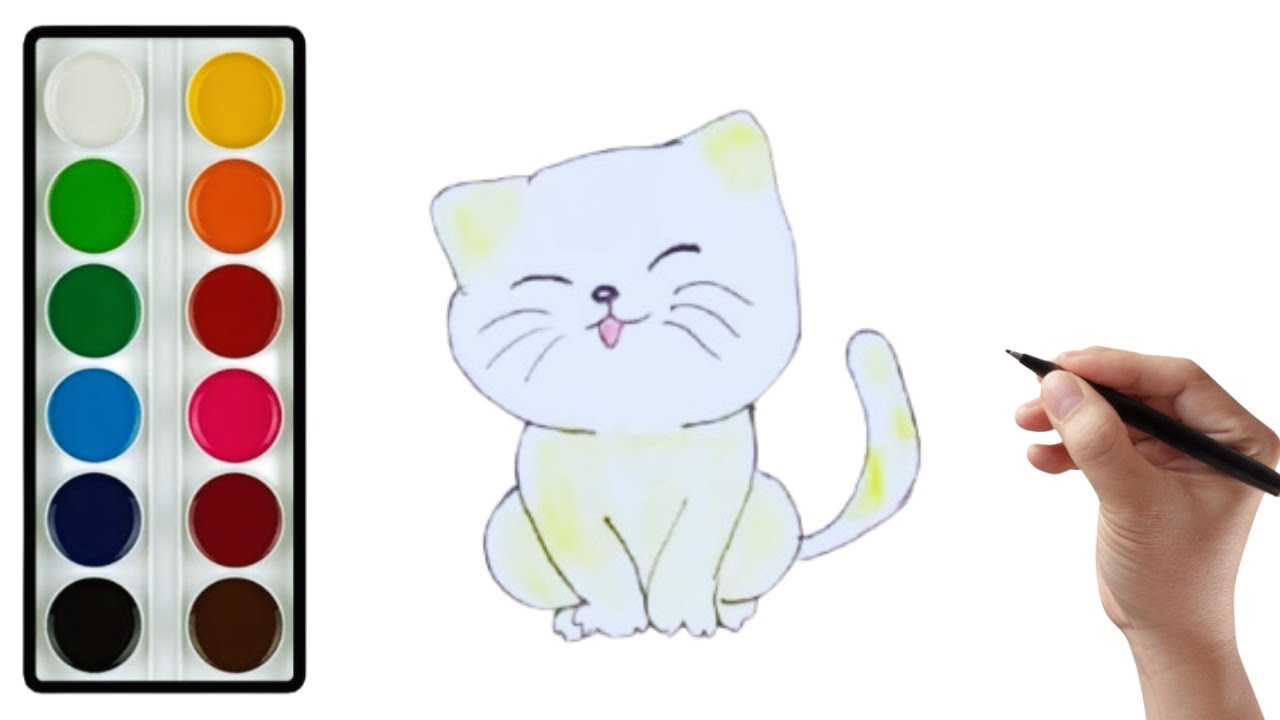 Cat drawing, painting, magic fingers drawing, drawing tutorial, how to ...