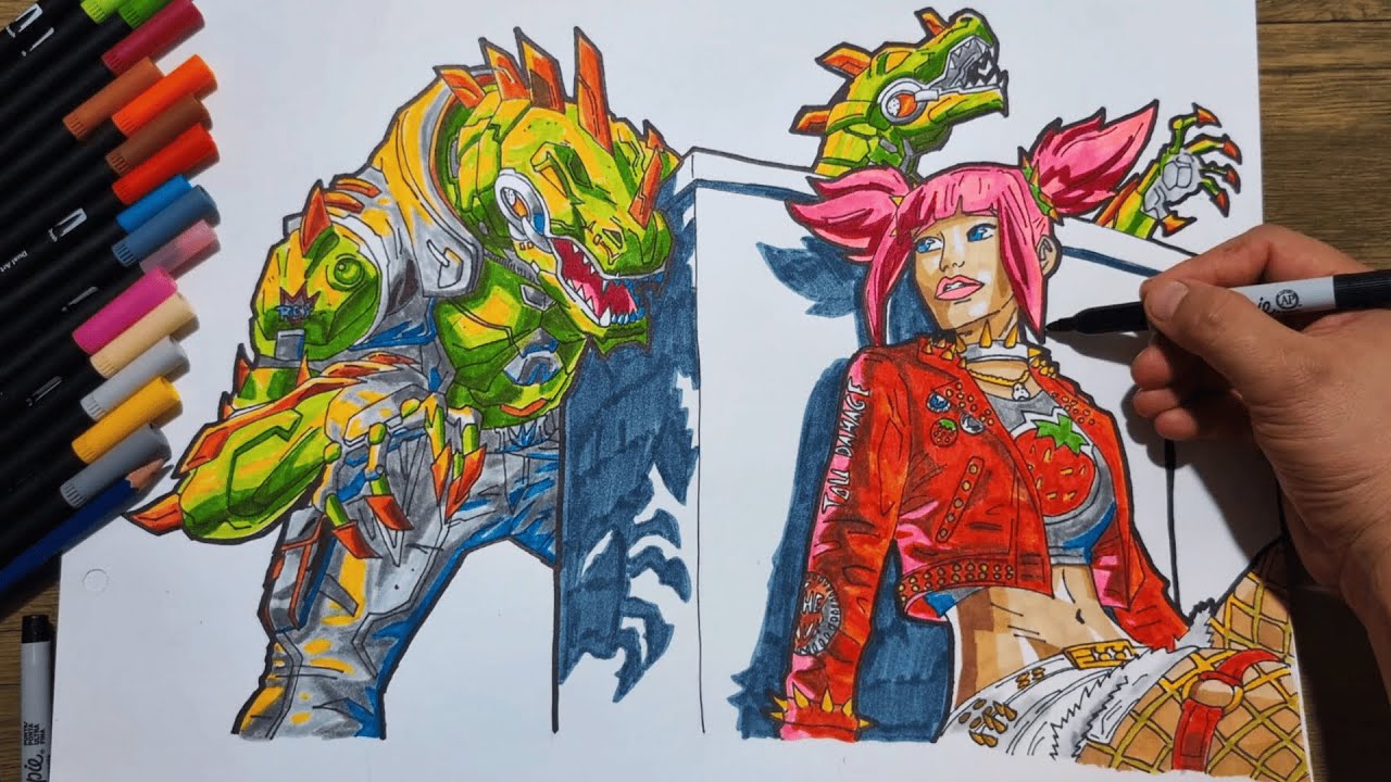 Power Punk and Mecha R3X Drawing Fortnite - YouTube