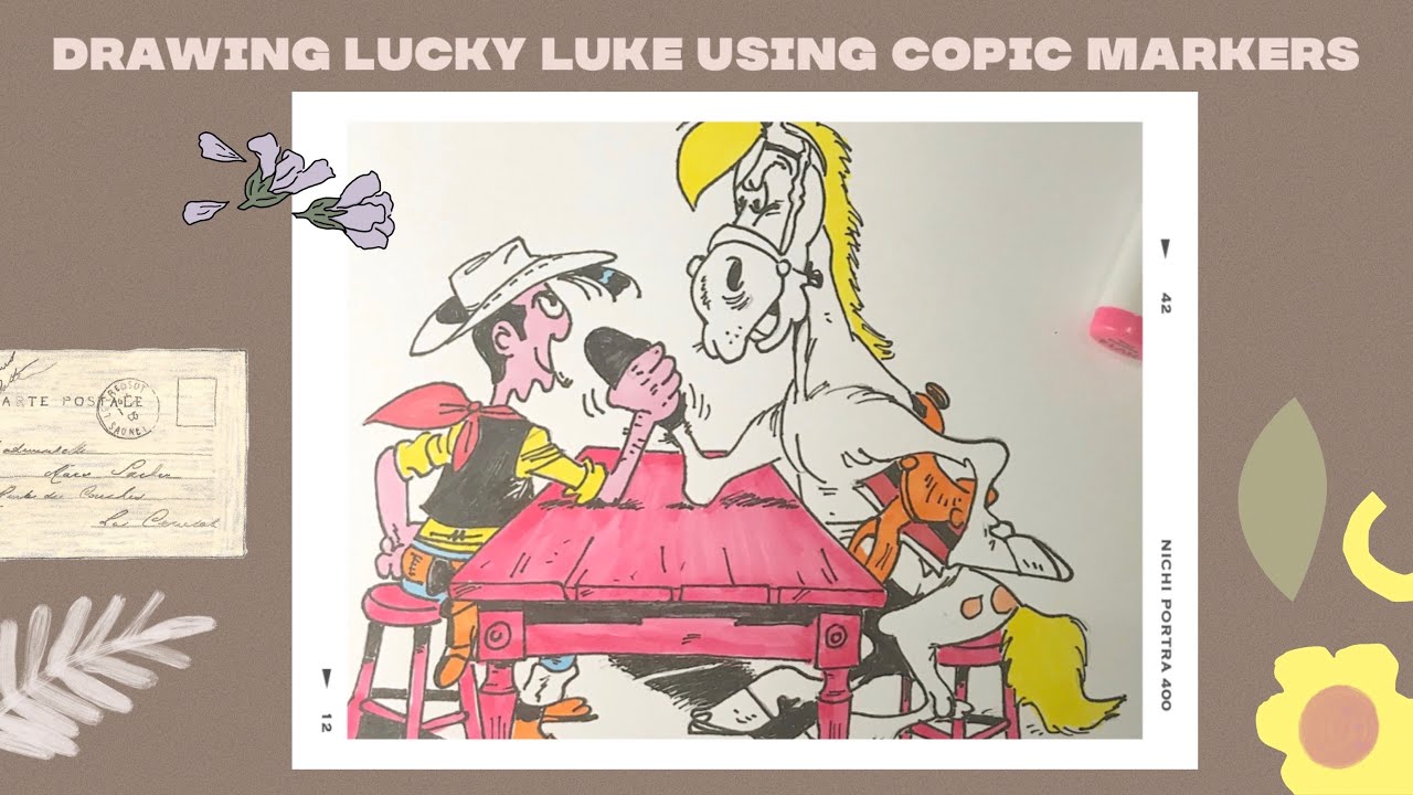 Drawing Lucky Luke Using Copic and Promarker - YouTube