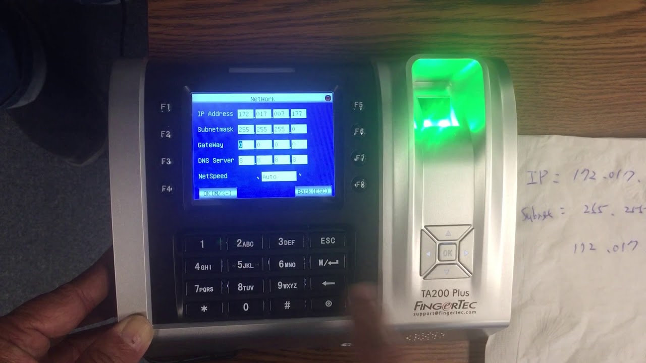 Fingertec Network settings - YouTube