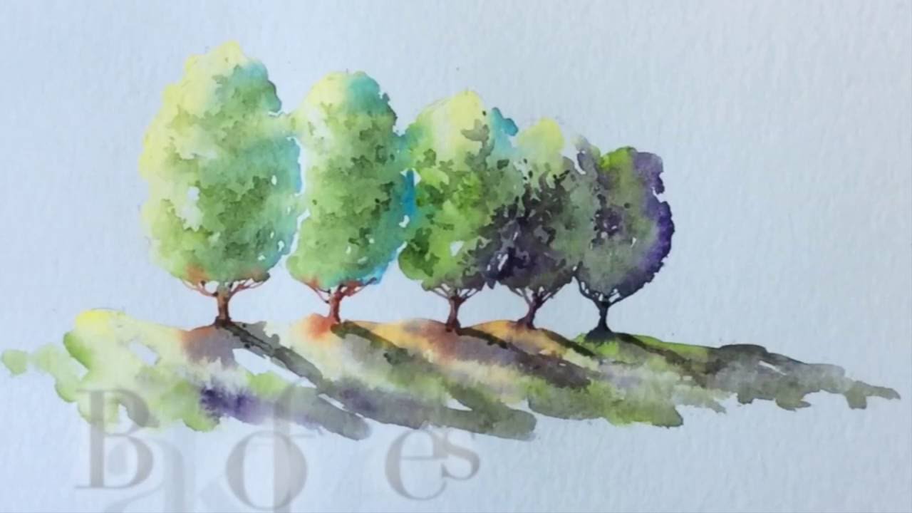 Simple LooseWatercolours.com 'Bank of Tree's ' with Andrew Geeson - YouTube