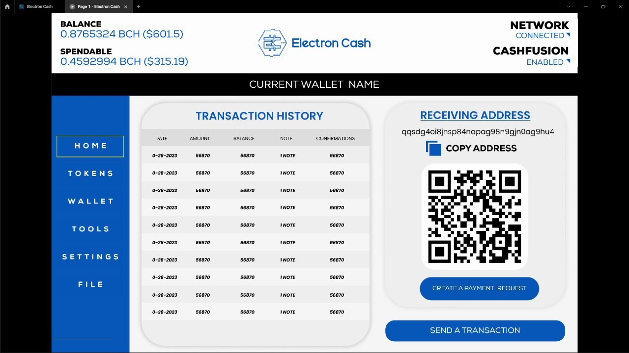 Electron Cash user interface redesign proposal - YouTube