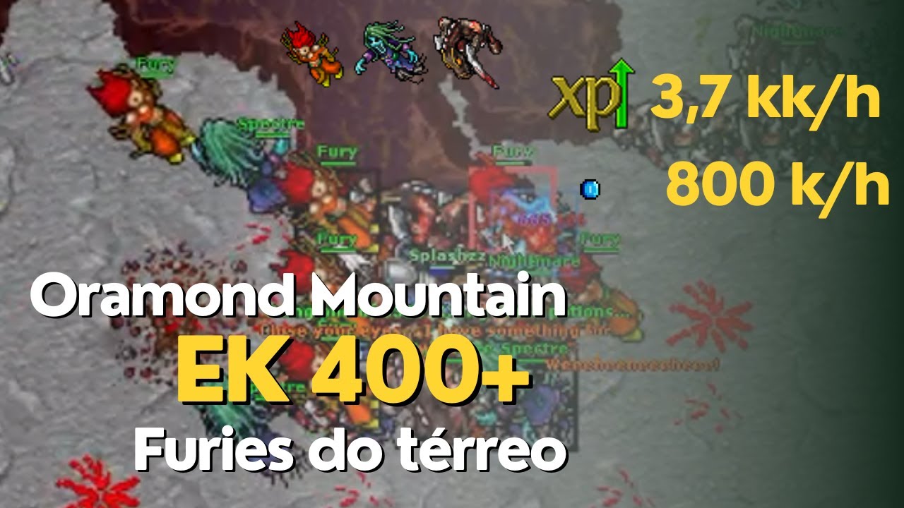 Tibia - EK 400+ hunt Fury - 3,7KK/h raw Exp e 800K/h gold - YouTube