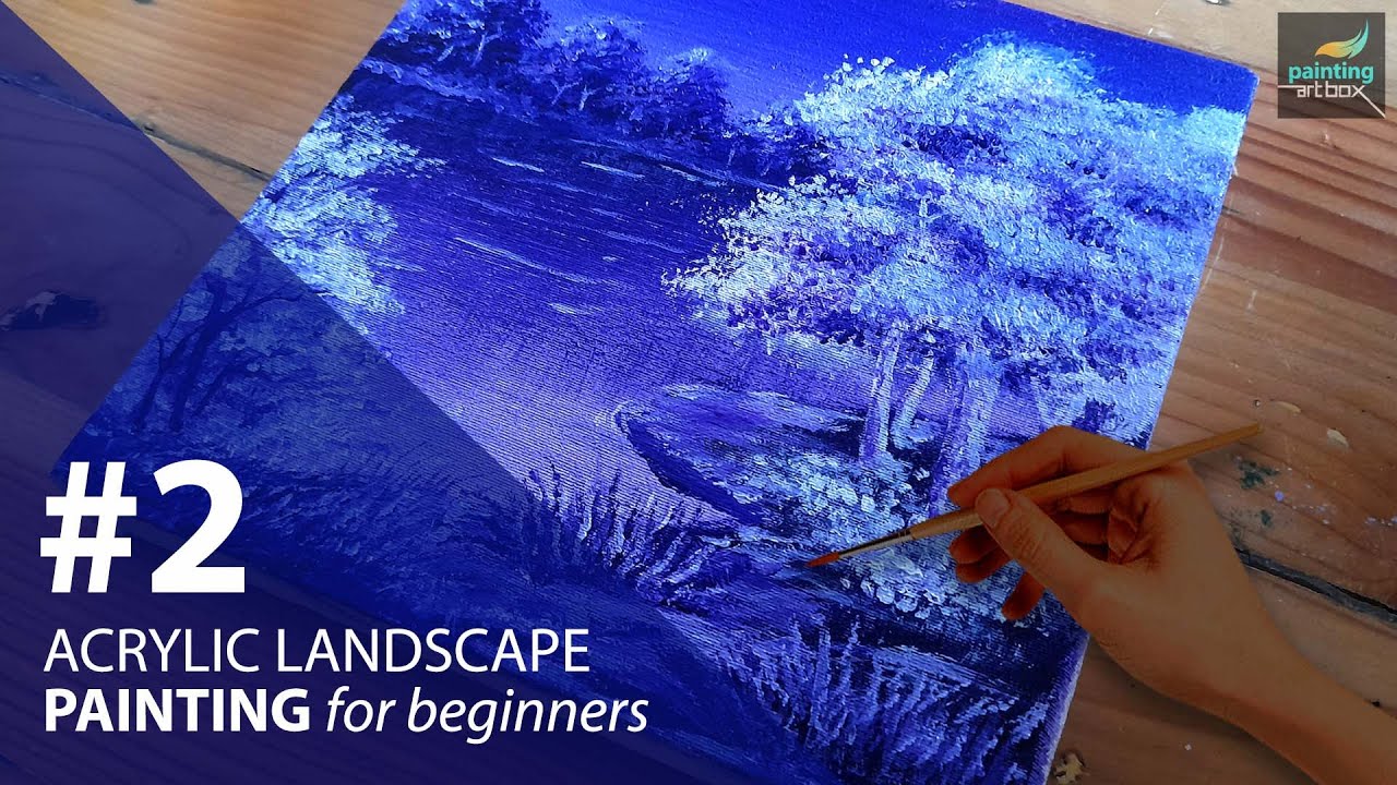 Monochrome Landscape Acrylic Painting / Easy Painting For Beginners ...