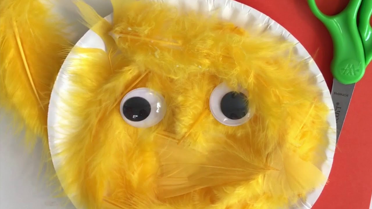 Kids Craft: Make A Cute Spring Chick Craft with Feathers - YouTube
