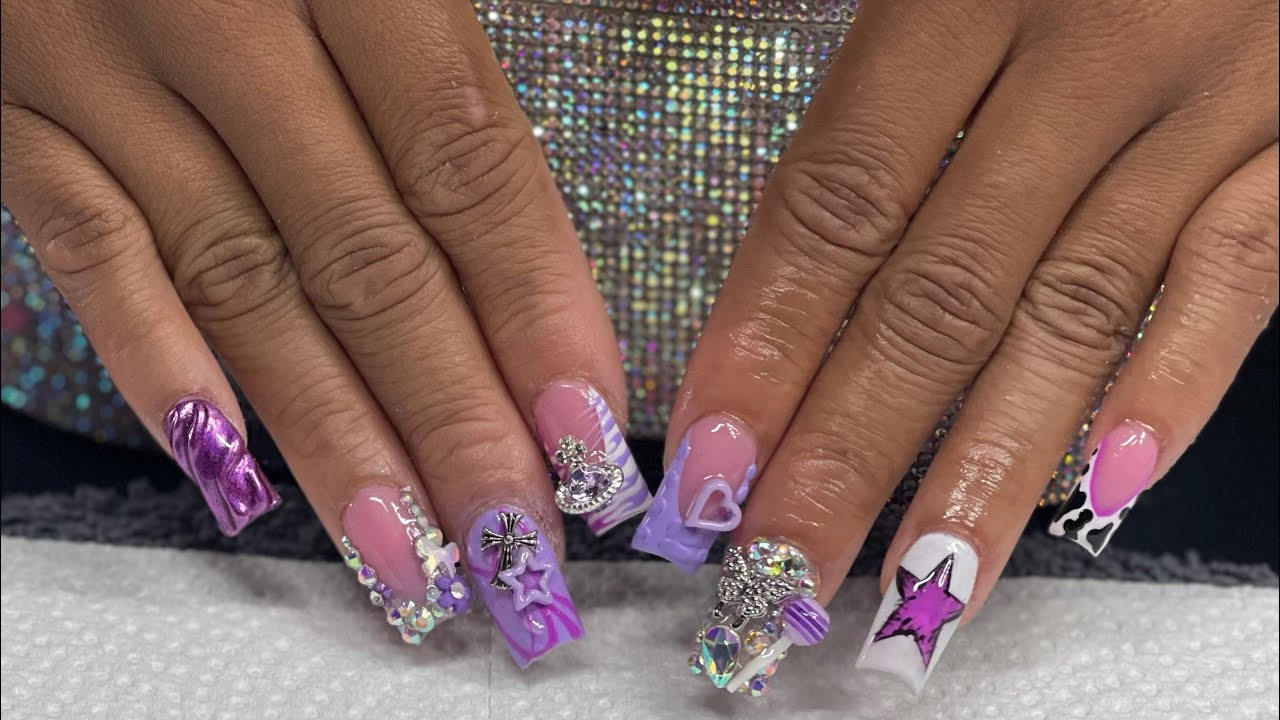 Purple Freestyle/ Watch Me Work #nails #nailart #nailtech #freestyle # ...