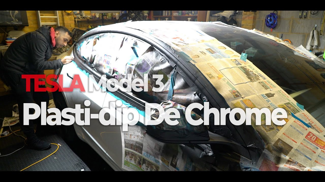 De - chrome plasti dip Tesla model 3 - YouTube