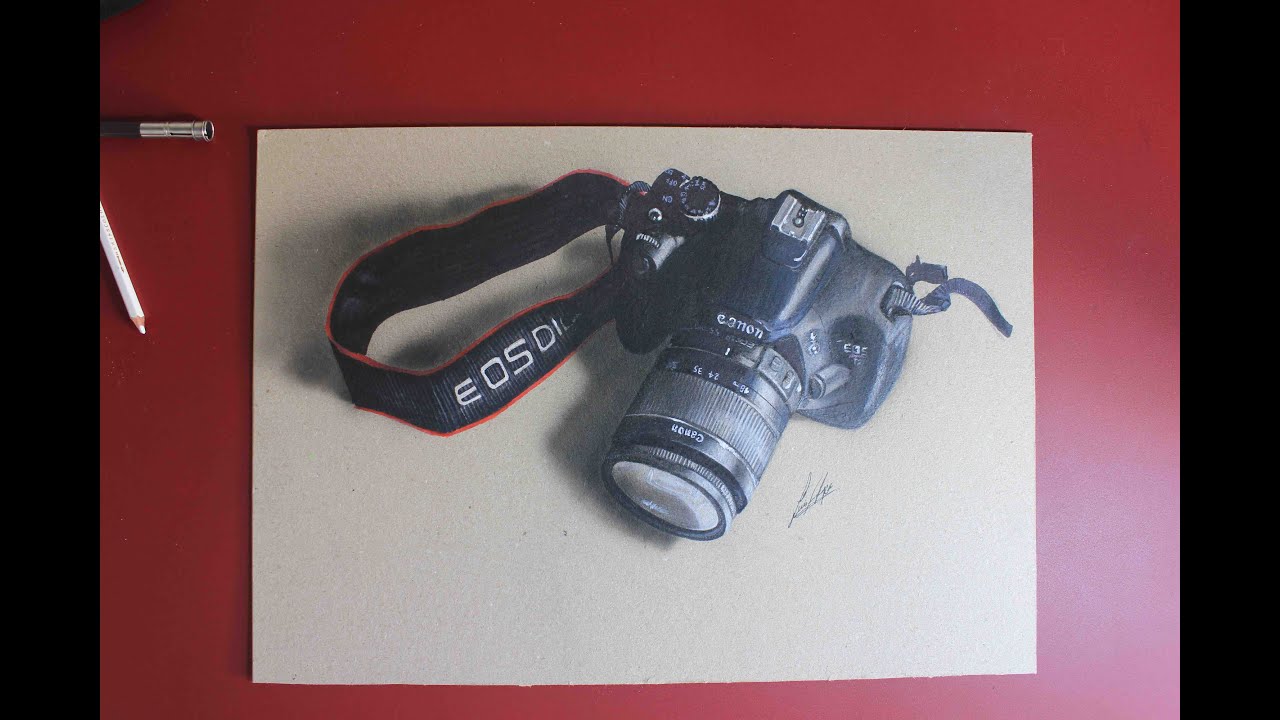 How I draw a camera (Time Lapse) - Hyperrealistic draw - YouTube