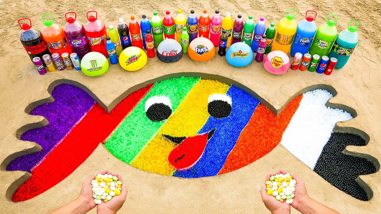 How to make Rainbow Giant Hard Candy with Orbeez, Types Fanta, Coca ...