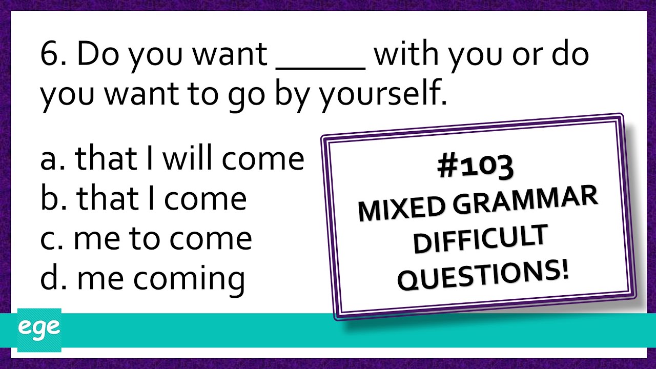 English Grammar Exercises #103 | Mixed Grammar Quiz English Test Hard ...