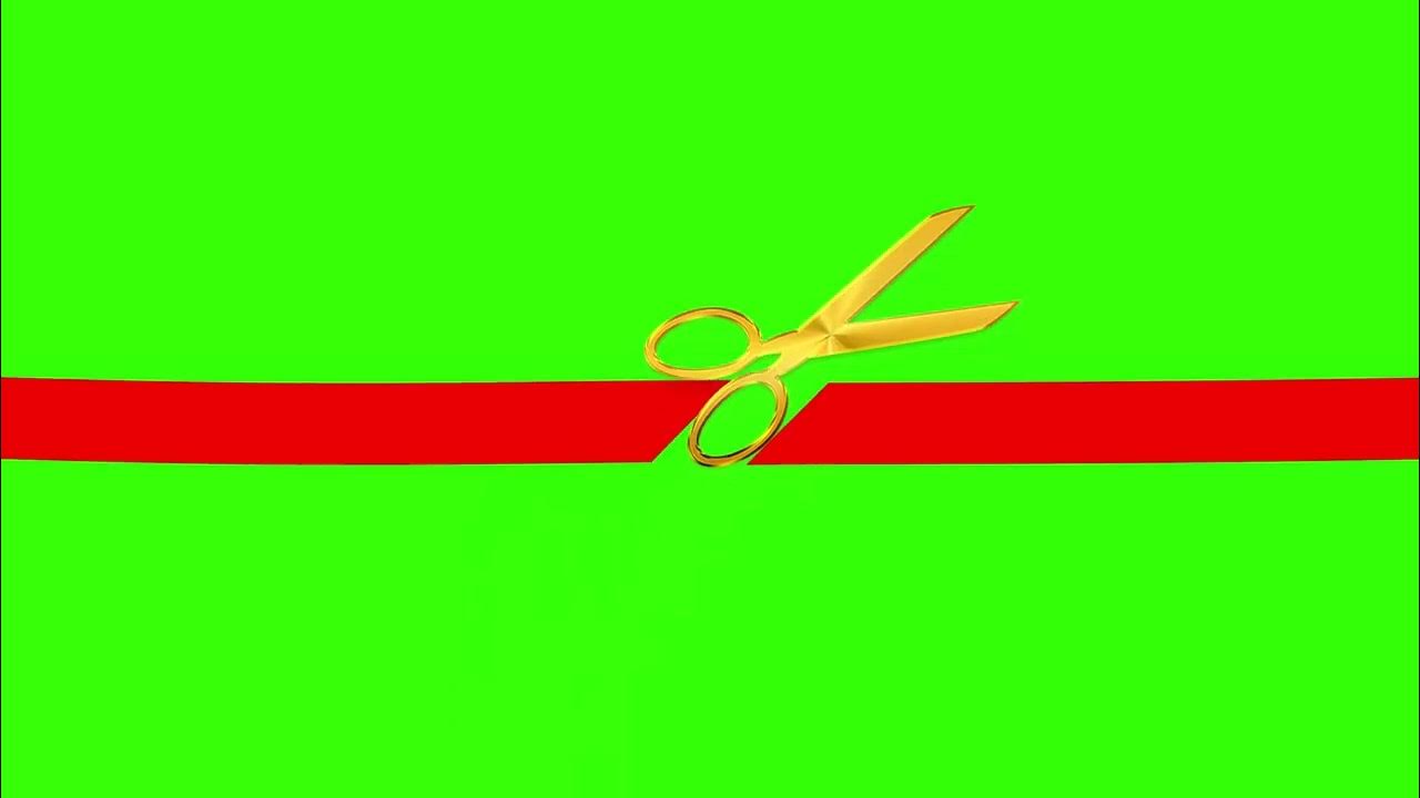 Animated Ribbon Cutting With Scissor Green Screen Video | inaugration ...