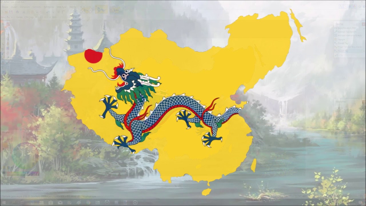The Qing Empire-Flag Map Speed Art - YouTube