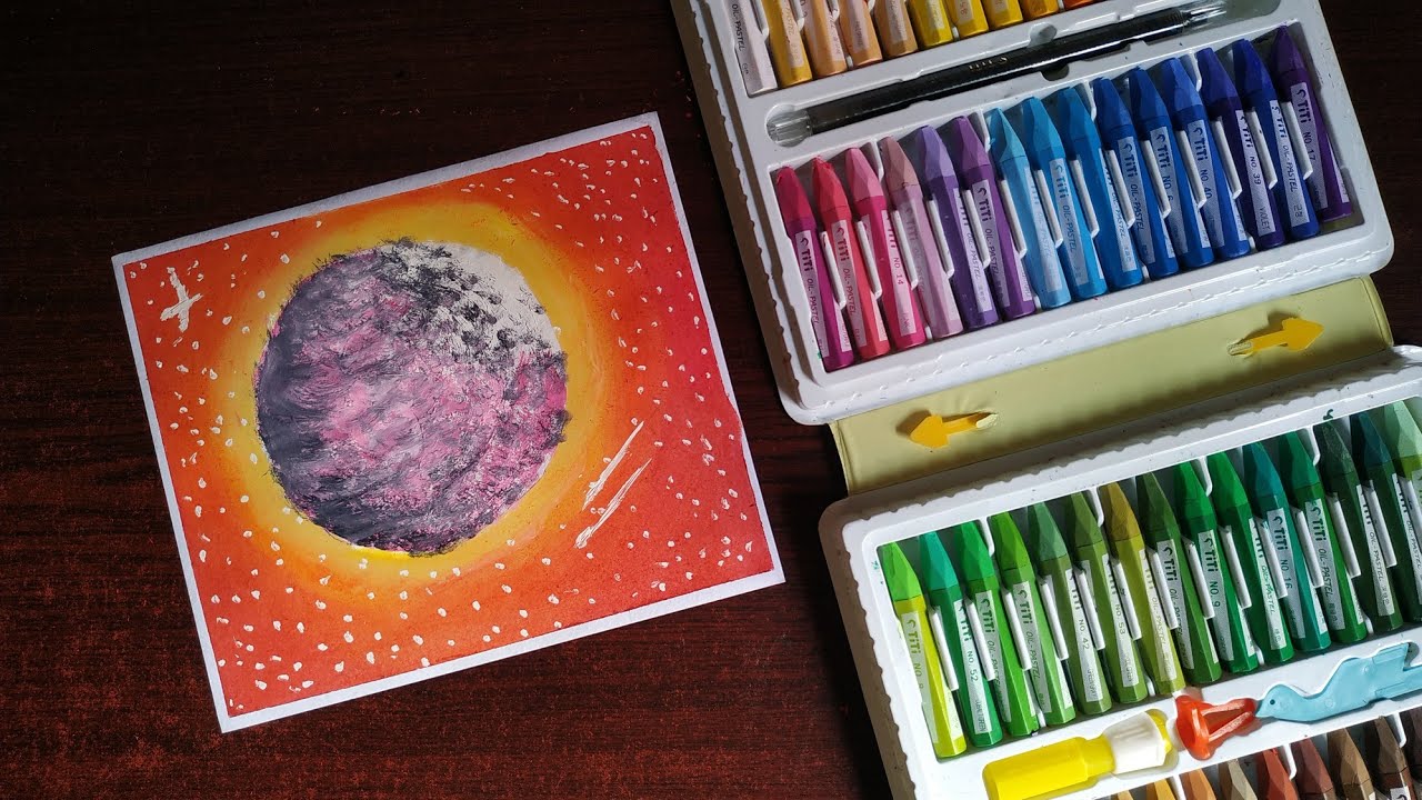 Drawing An Imaginary Planet With Oil Pastels For Beginners l # ...