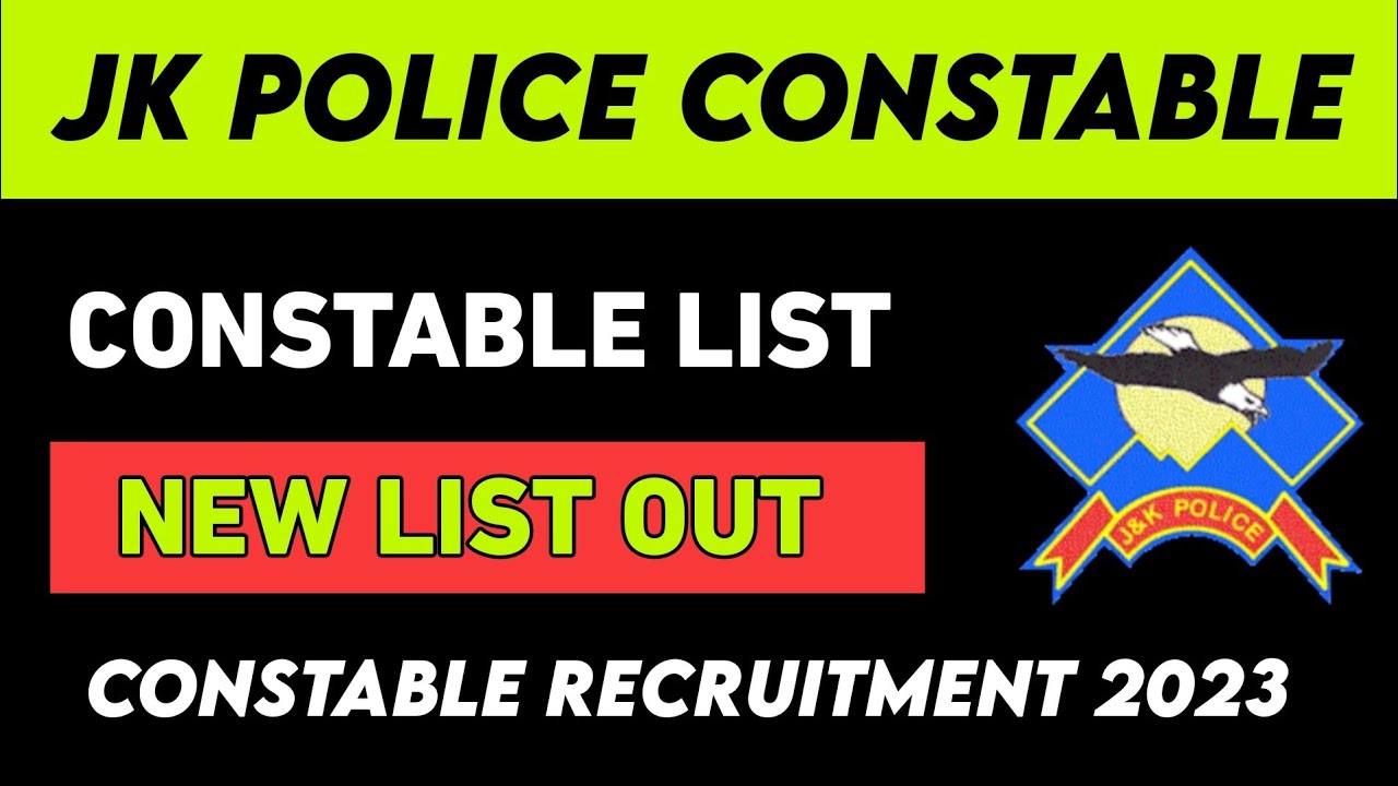 JK Police Constable Official Notification 2023 | New List Out For Basic ...
