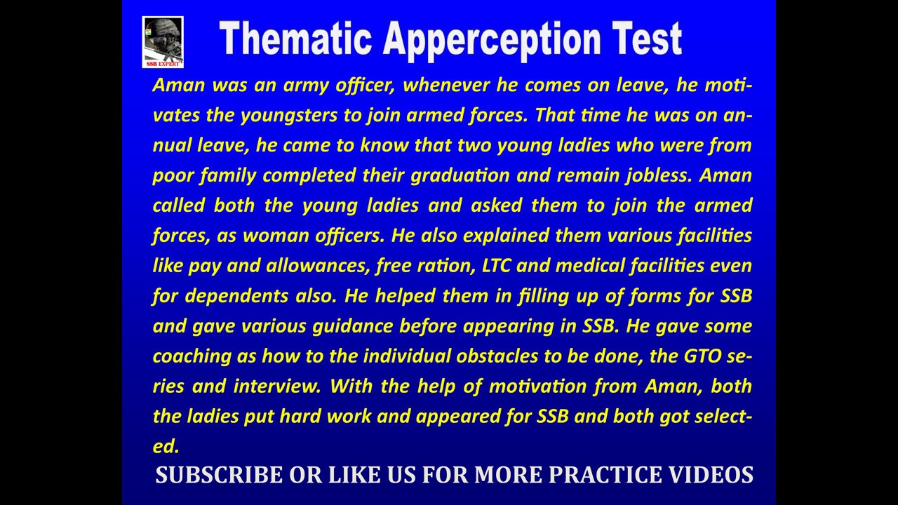 Thematic Apperception Test (Sample TAT Story - 13)II How to write TAT ...