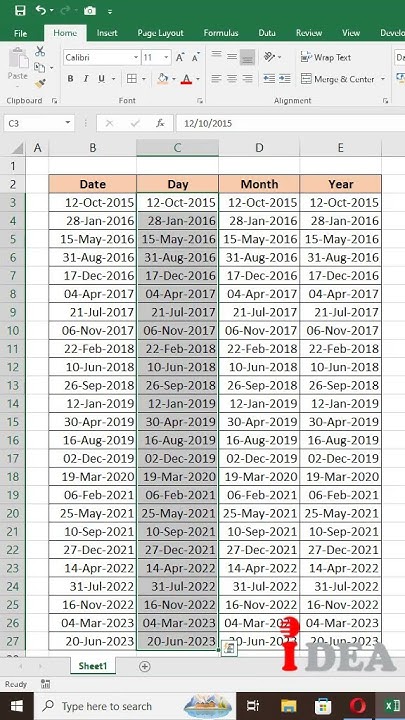 how to separate days, months and years in excel with a given date. #exceltips - YouTube