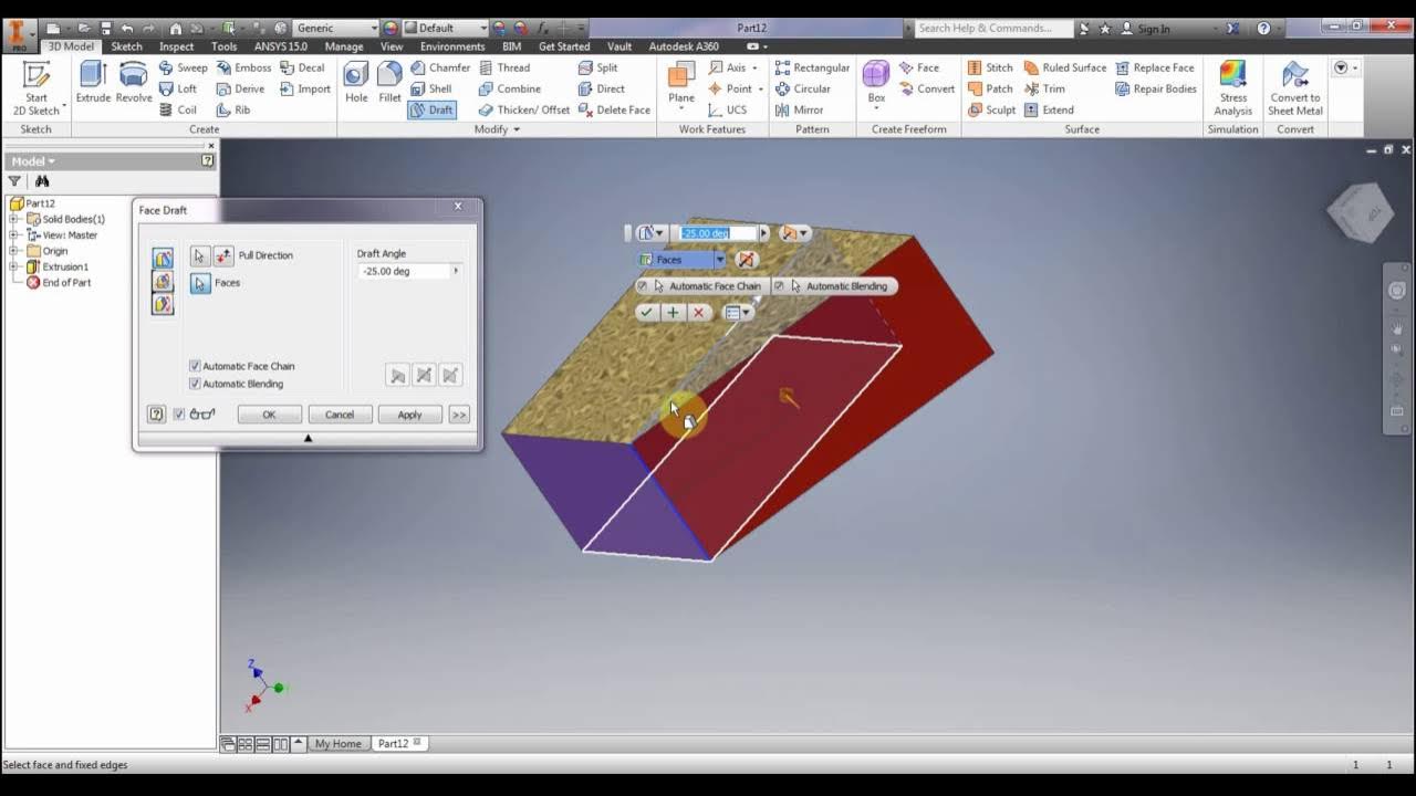 How to Use Draft Command in Autodesk Inventor - YouTube