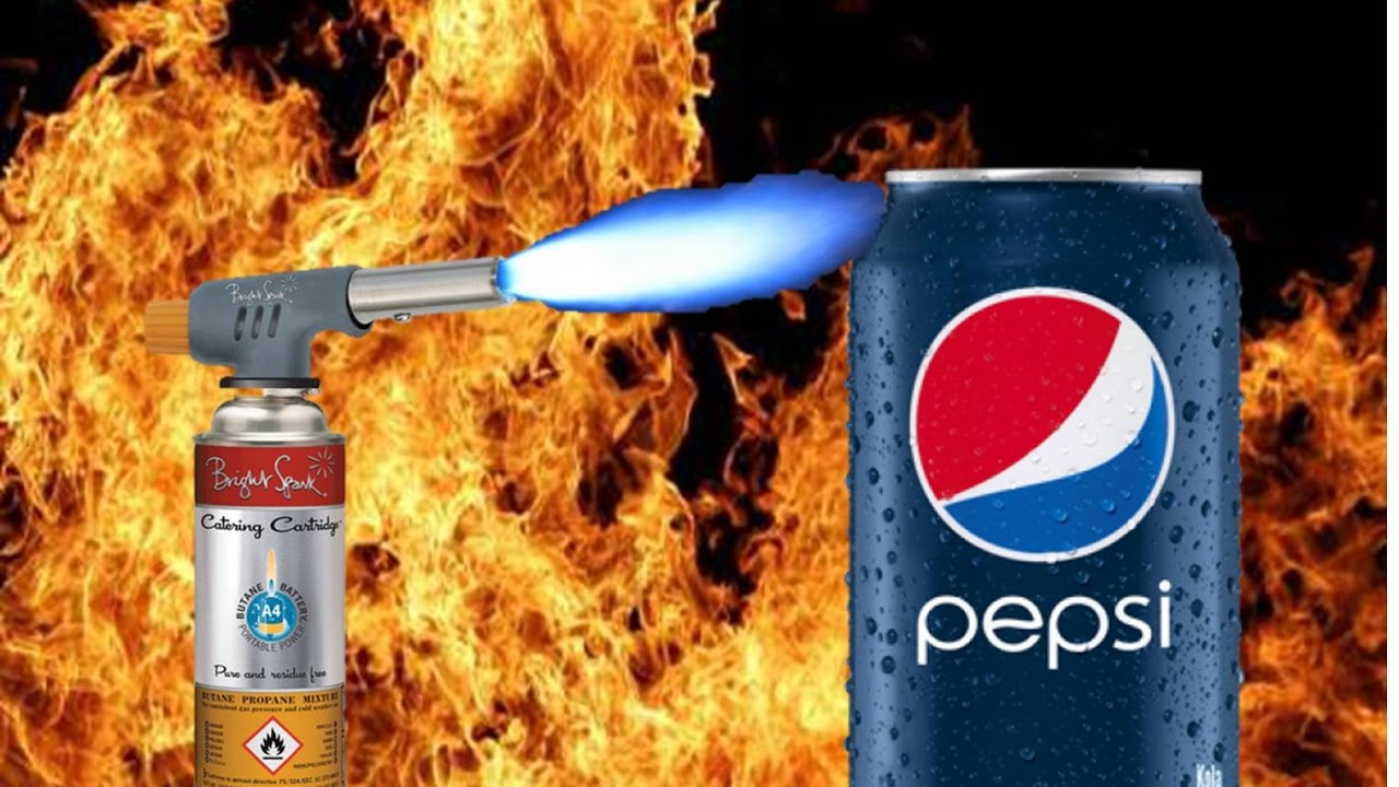 Gas Torch Vs Pepsi Can Fizzy Drink Can in Slow Motion Burn Explode Fire ...