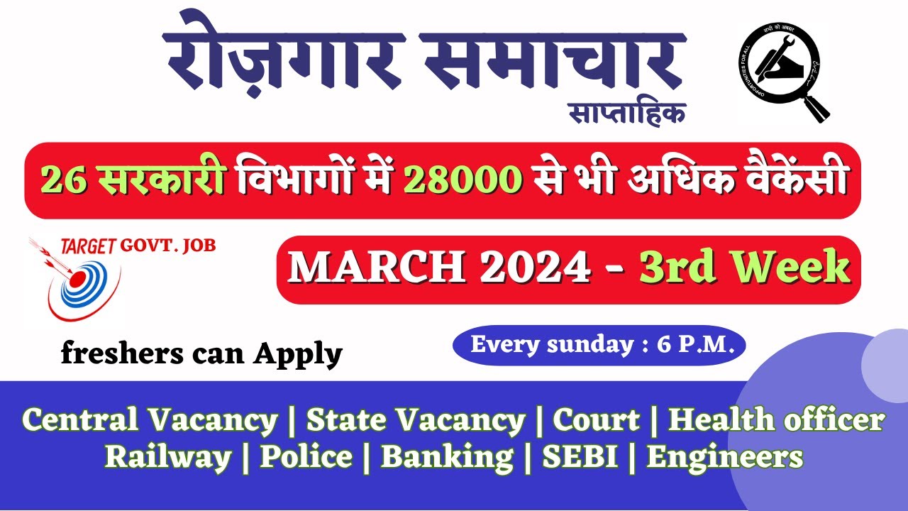 रोजगार समाचार | Employment News Paper This Week | March 3rd Week ...