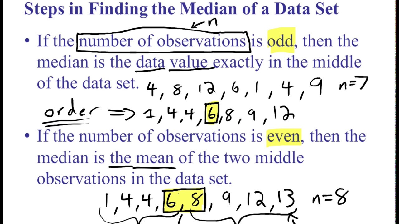 Introductory Statistics: Calculating The Median of a Set of Data - YouTube