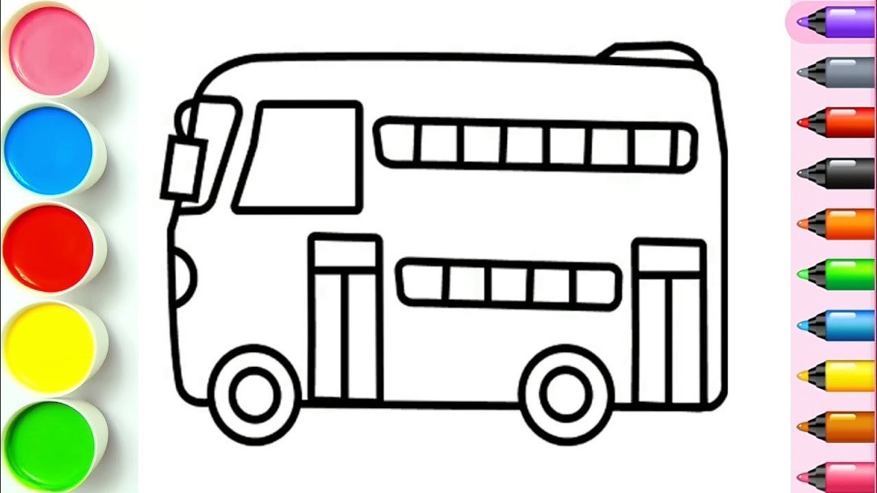 Learn Easy Bus Drawing, Bus drawing & colouring tutorial for kids - YouTube