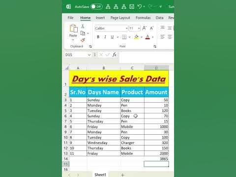 Auto sum trick in Excel | How to Auto sum In ms_excel #shorts - YouTube
