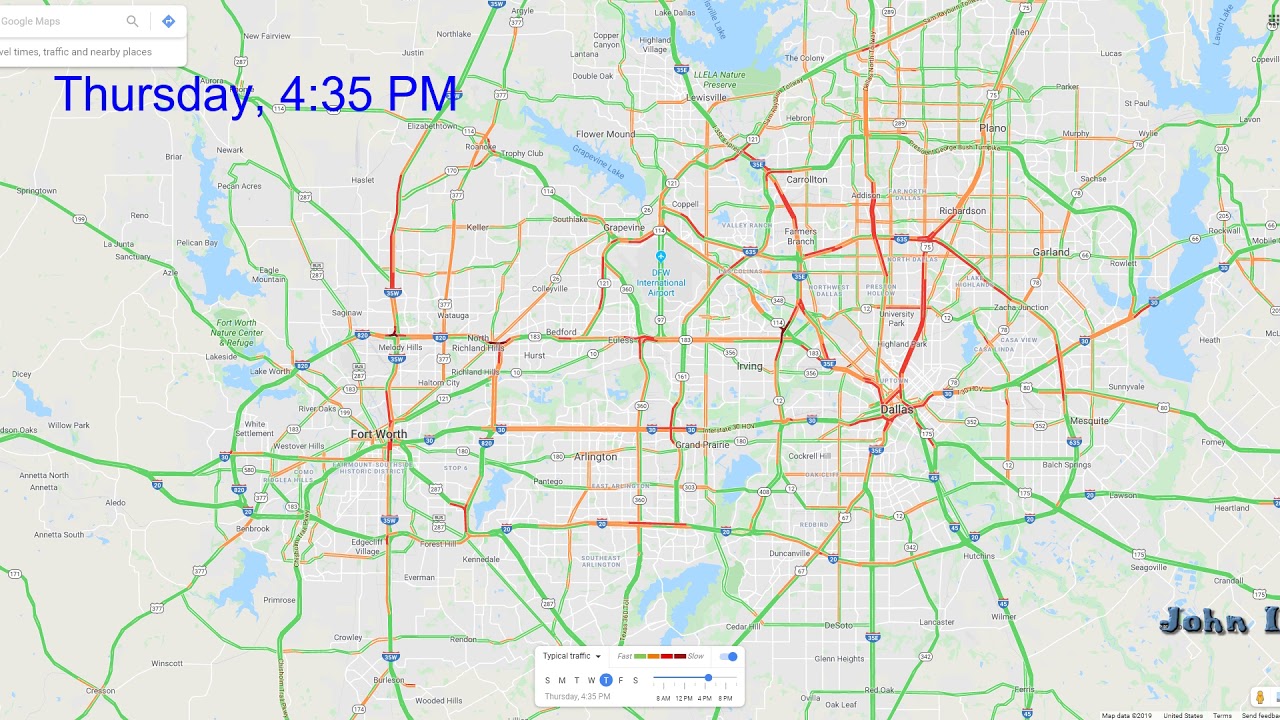 Dallas–Fort Worth metropolitan area typical daily traffic by Google ...