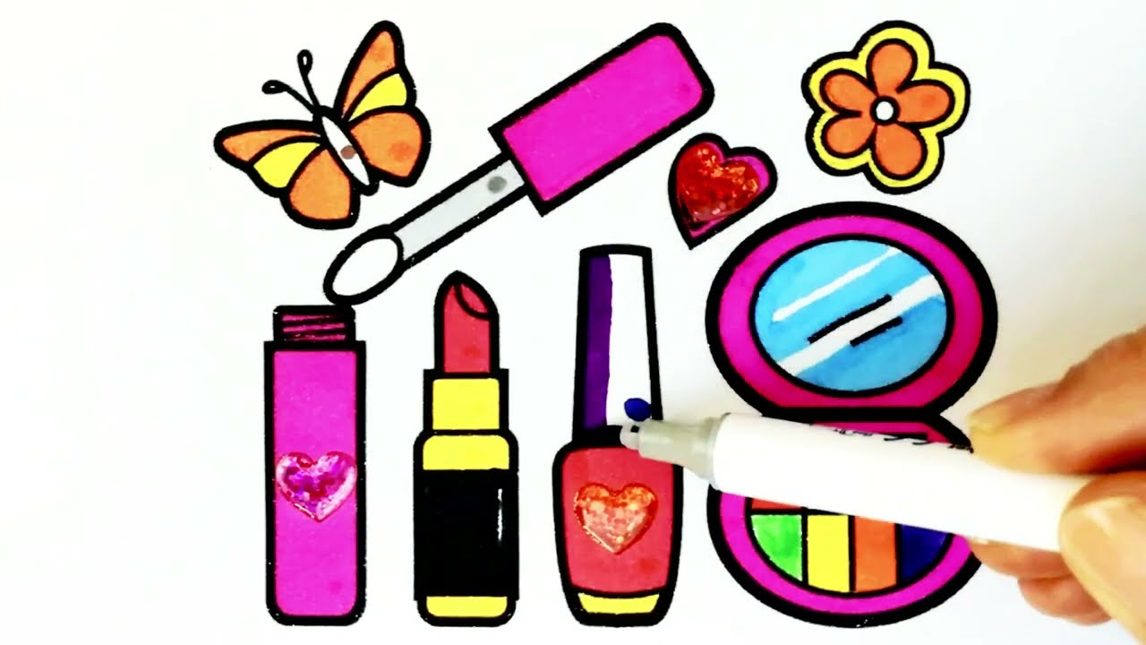 Satisfying Coloring,Makeup &Beauty Kit Coloring Page - YouTube