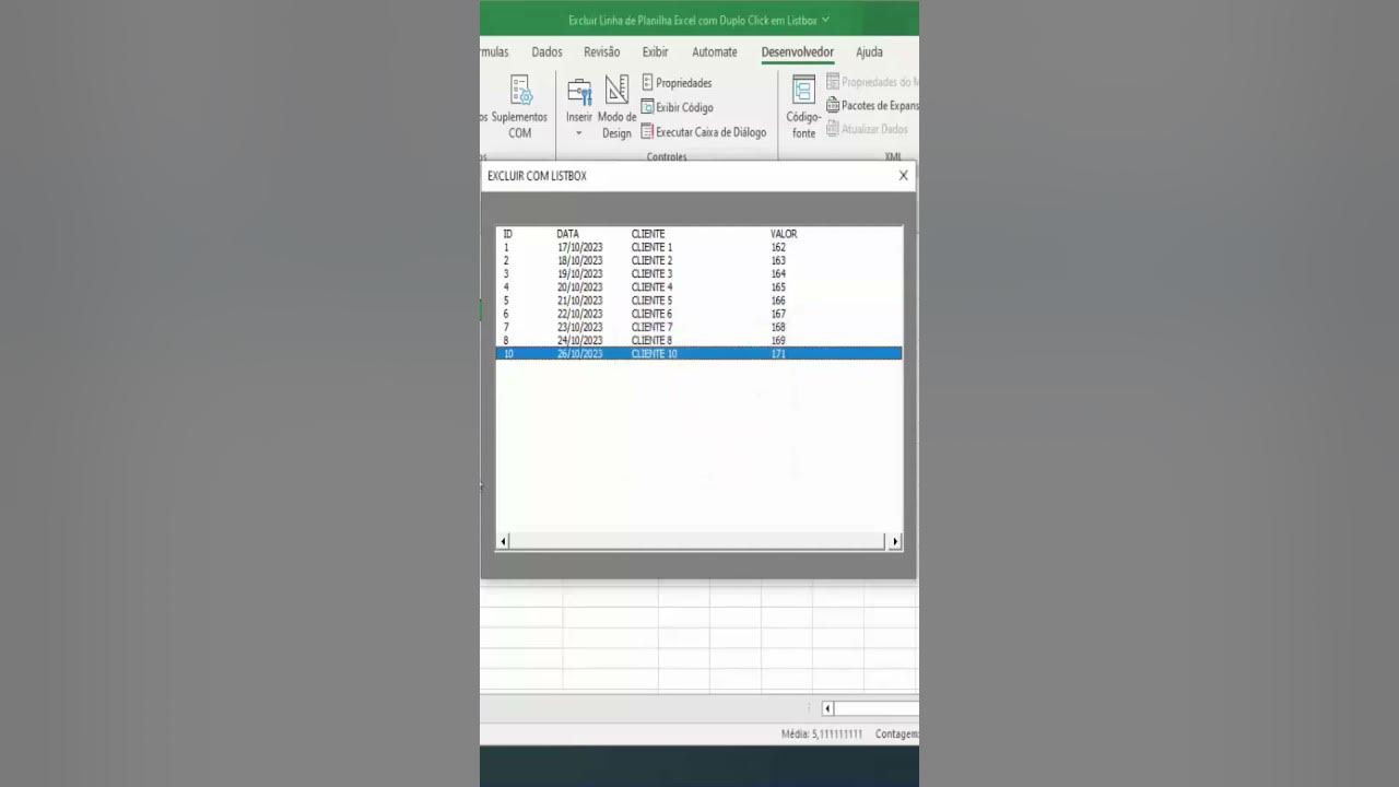 Deletar Linha com Duplo Clique em Listbox Excel VBA - YouTube