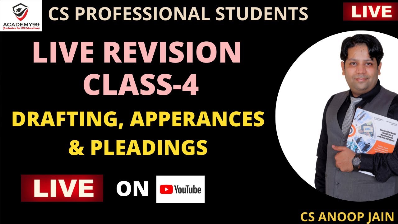 LIVE REVISION CLASS-4 DRAFTING | drafting marathon CS professional ...