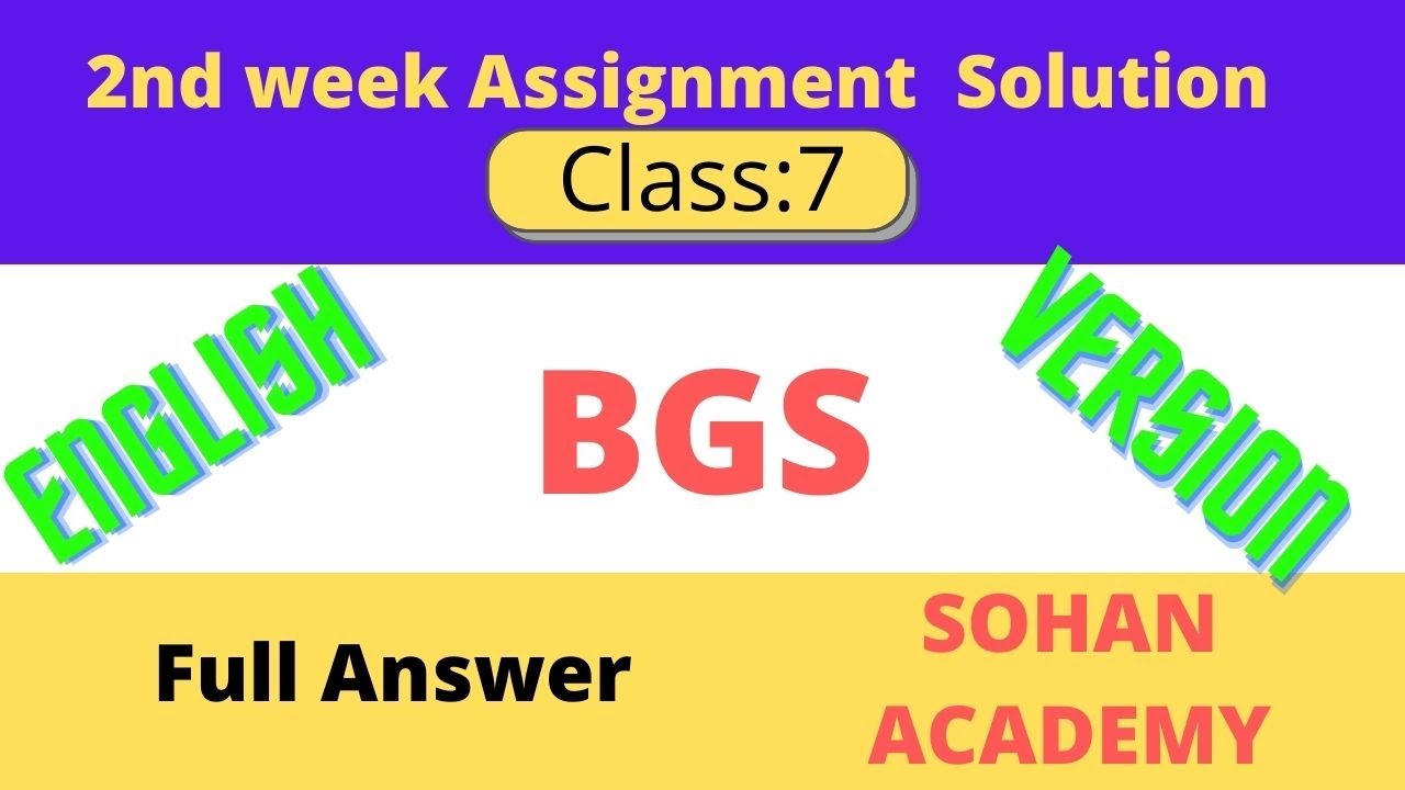 2nd week class 7 BGS assignment solution for English version || class 7 ...