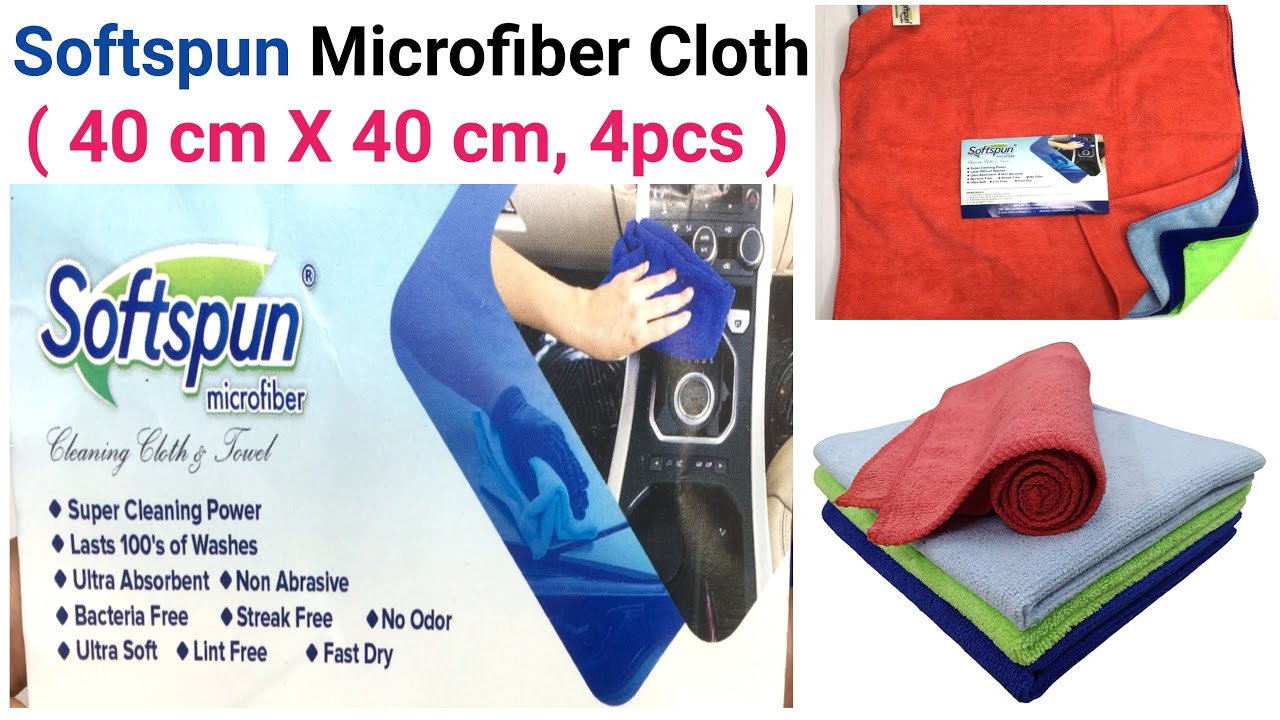 SOFTSPUN Microfiber Cleaning Cloths, 4pcs 40x40cms 340GSM - YouTube