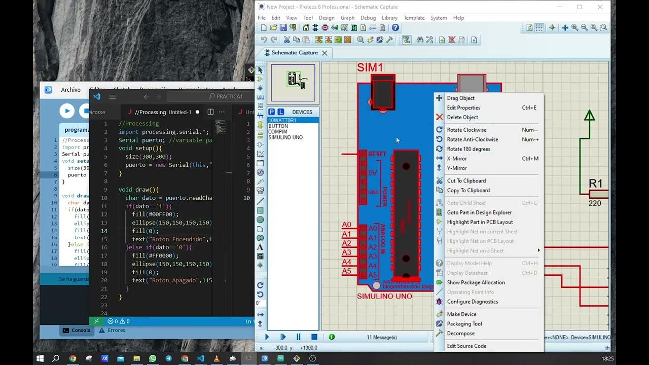 Proteus con arduino y processing - YouTube