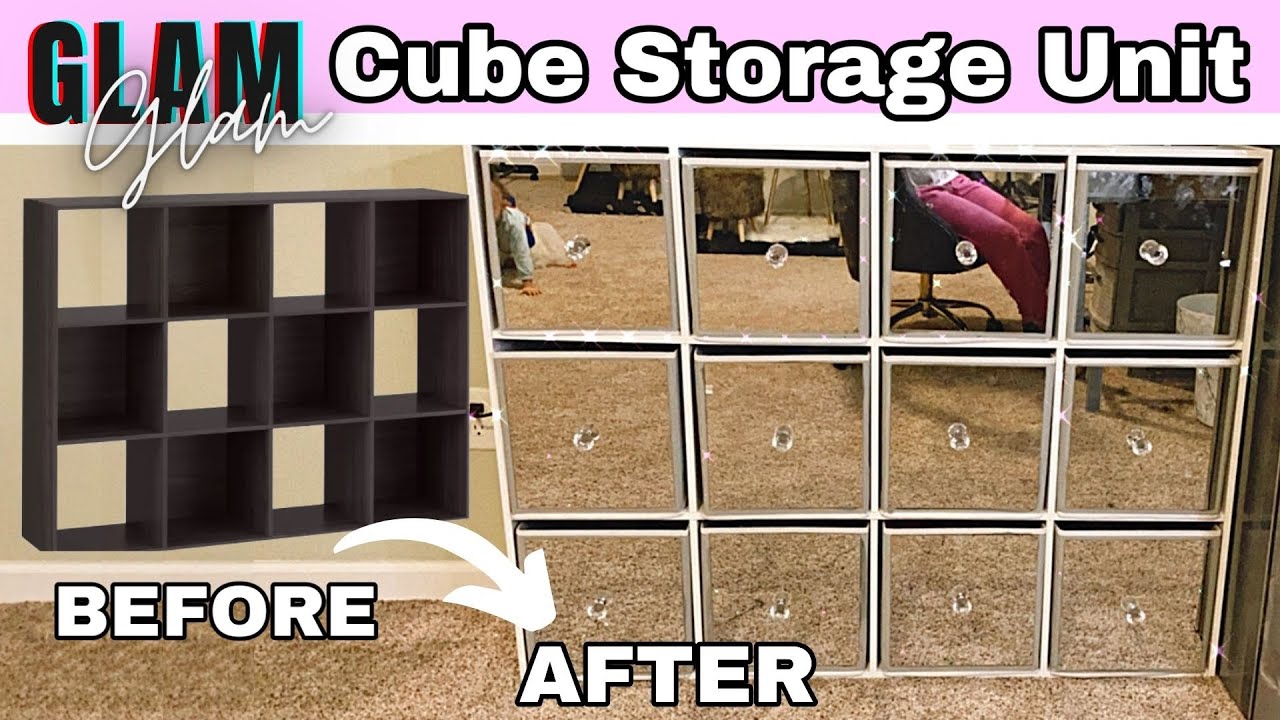 DIY Glam Mirror Cube Storage System | Cube Storage Hack | Samantha ...