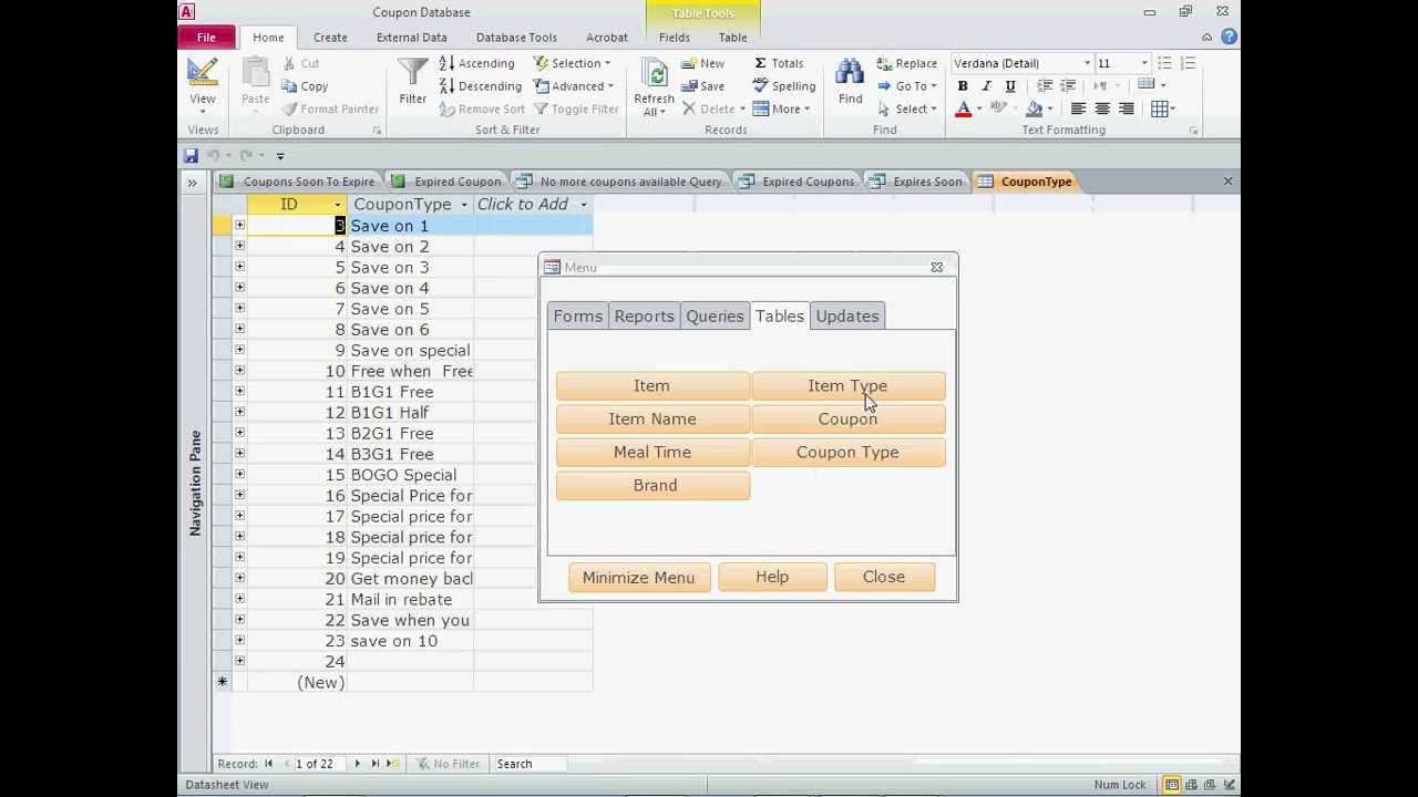 Coupon Database For MS Access 2010 - YouTube