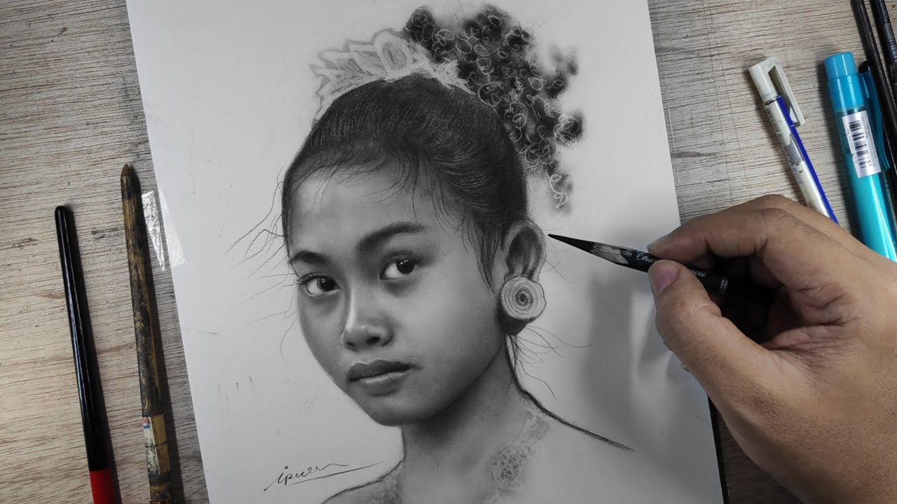 Drawing BEAUTIFUL BALINESE GIRL - YouTube