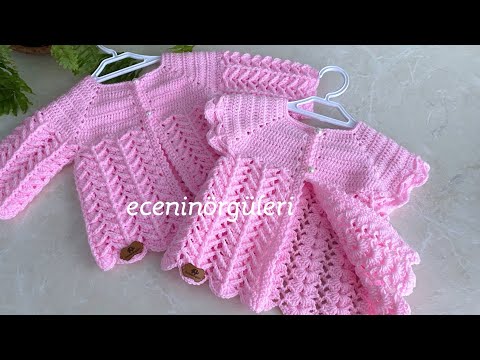 Crochet Gorgeous Vest Sweater Pattern/ Süper Güzel Model Tığ işi Kız Çocuk Yeleği / Süveter 3-6 ay
