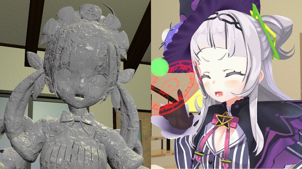 【ホロライブ】湊あくあに紫咲シオンの悪戯石化魔法････え？失敗！？ MMD で Messy ASFR - YouTube