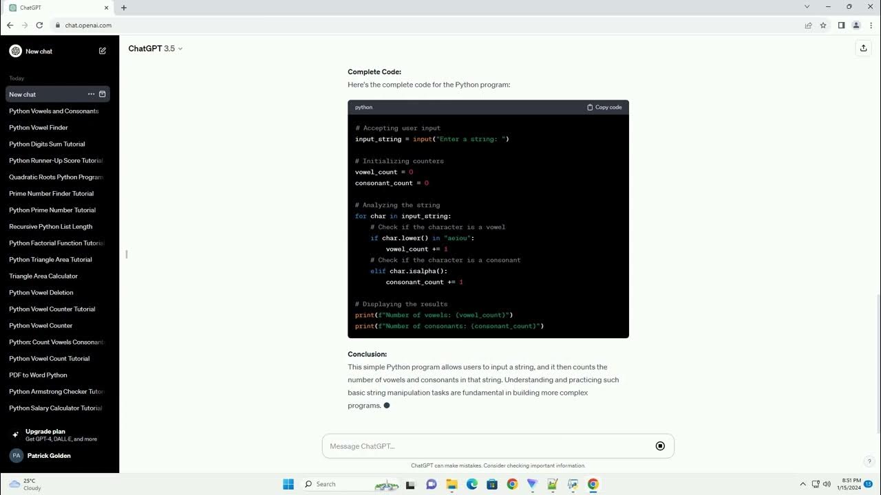 Python Program To Find Vowels And Consonants In A String Youtube
