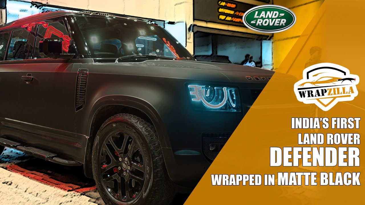 India's First Land Rover - Defender Wrapped in Matte Black | Wrap Zilla ...