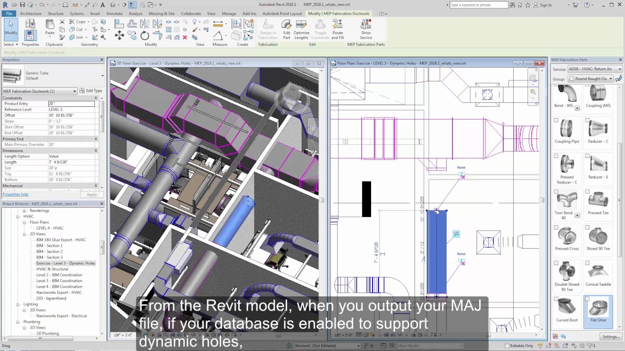 Revit 2018.1 New Feature - Dynamic Holes - YouTube