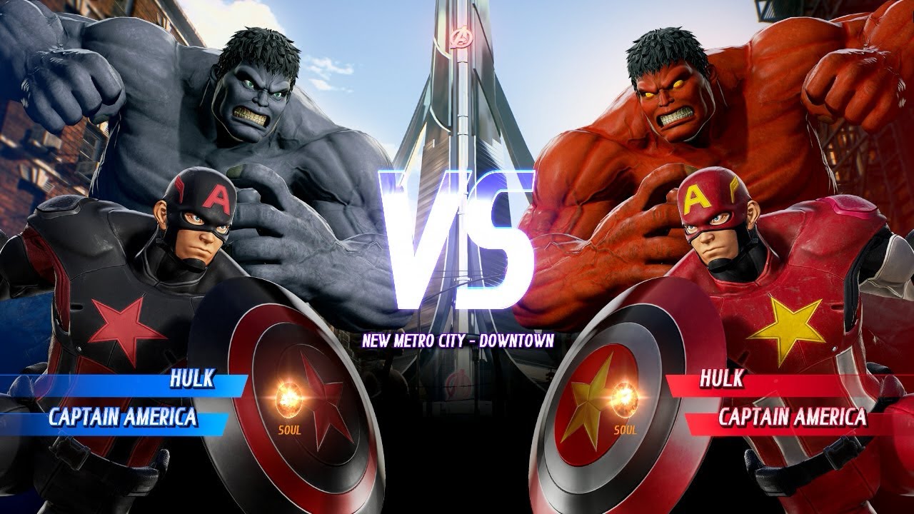 Grey Hulk & Grey Captain America VS Red Hulk & Red Captain America ...