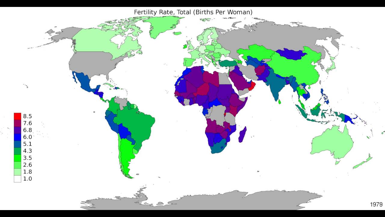 World - Fertility Rate, Total - Timelapse - YouTube
