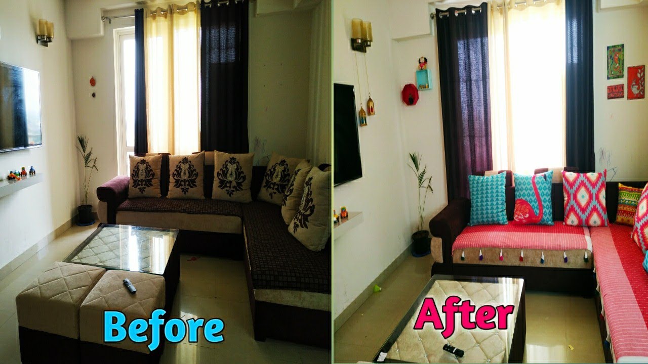 Indian small living room makeover with DIY// living room makeover ...