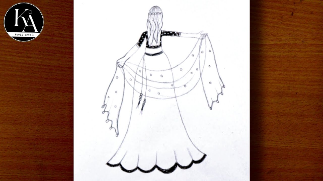 How to draw a girl traditional dress || easy drawing for beginners ...